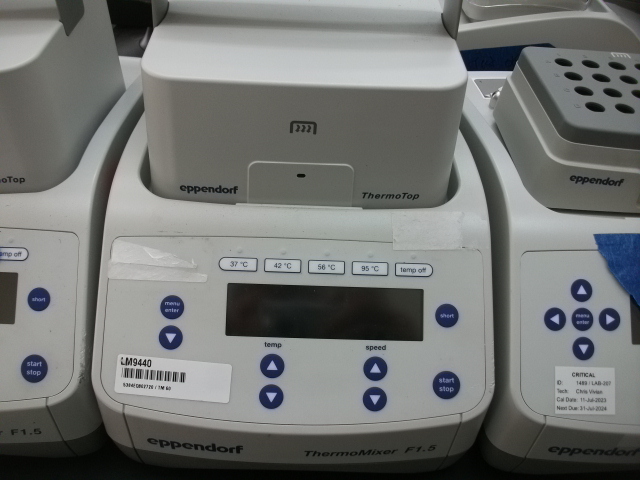 Thermal Cyclers: Eppendorf ThermoMixer F1.5 with 24-place head and ThermTop